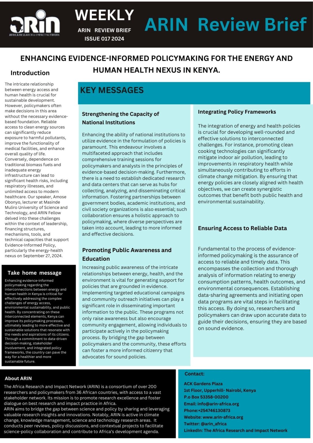 ENHANCING EVIDENCE-INFORMED POLICYMAKING FOR THE ENERGY AND HUMAN ...