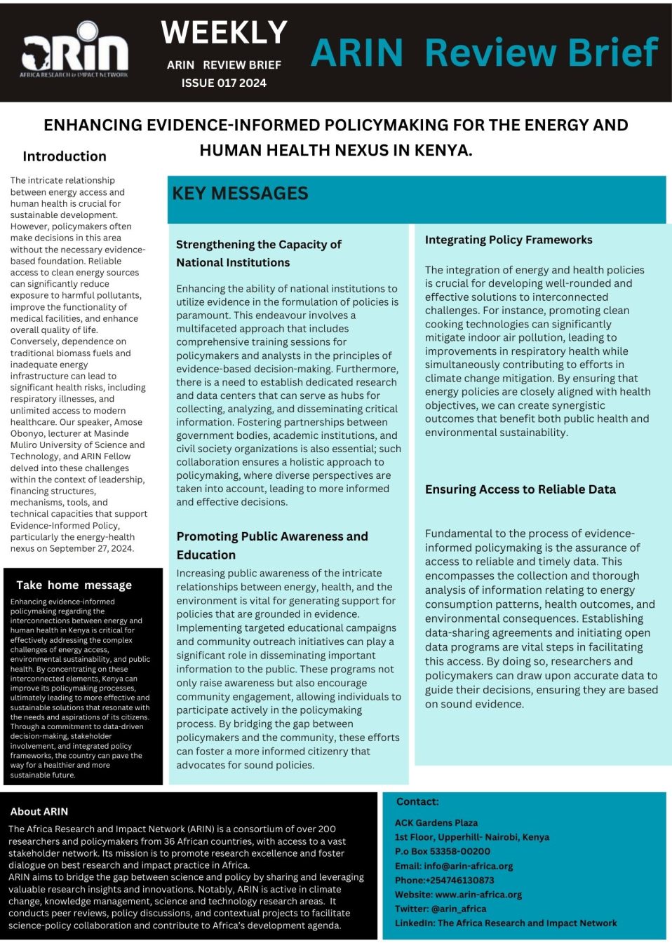 ENHANCING EVIDENCE-INFORMED POLICYMAKING FOR THE ENERGY AND HUMAN ...